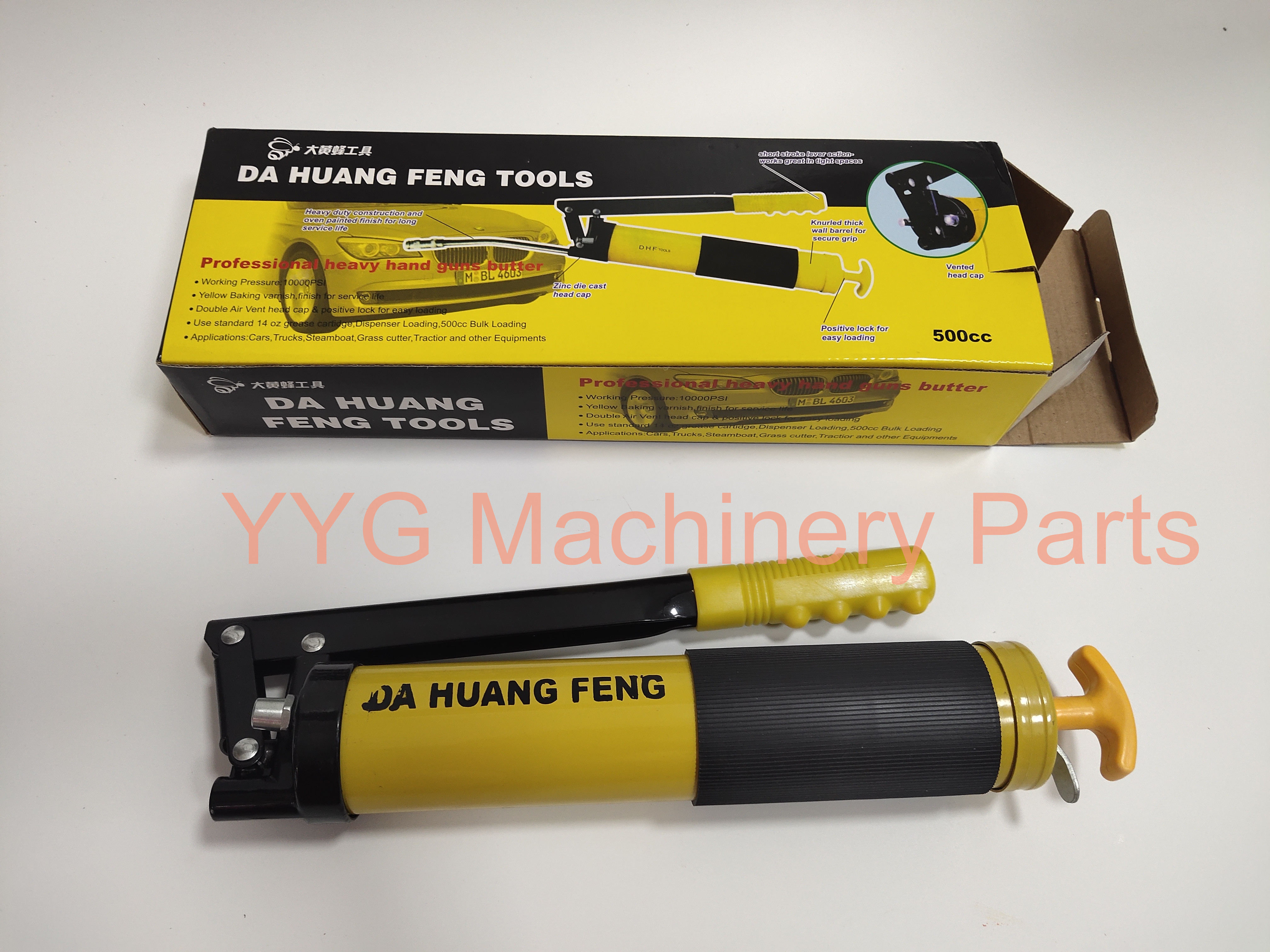 Manual Double Piston High Pressure Grease Gun , Excavator High Volume ...